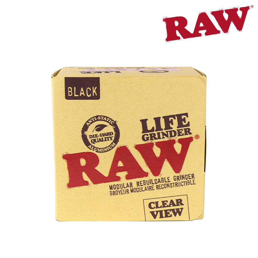 HBI Canada | RAW 4 PIECE LIFE GRINDER BLACK w/CLEAR BOD
